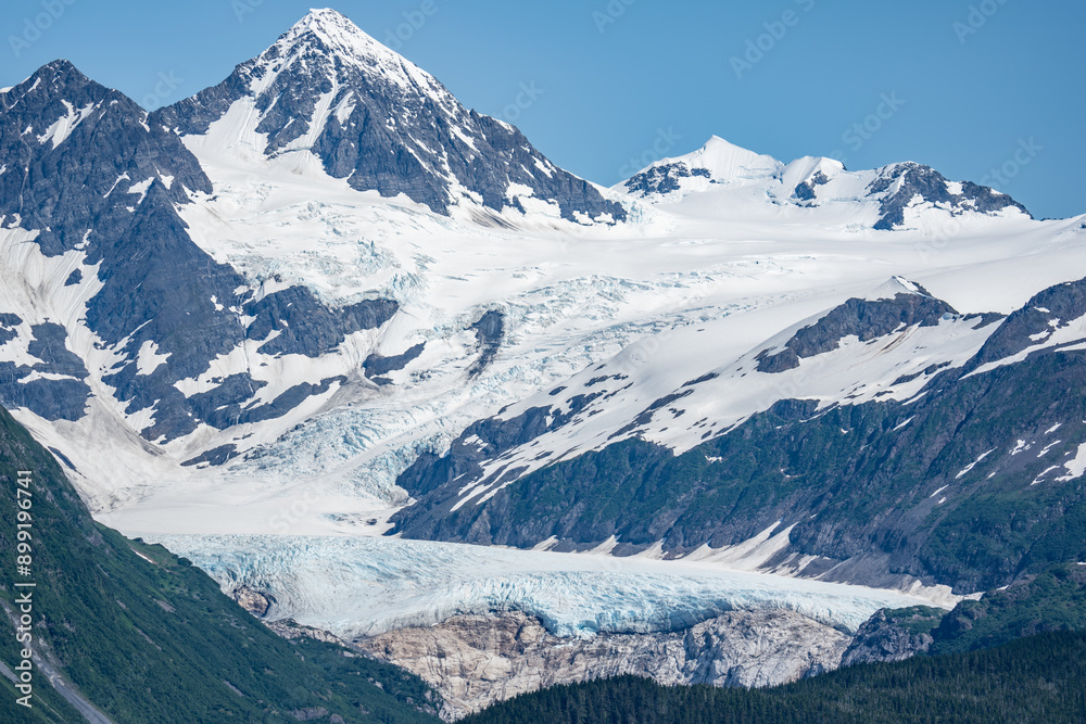 Billings Glacier, View of Passage Canal on a rare sunny day. Glacier ...