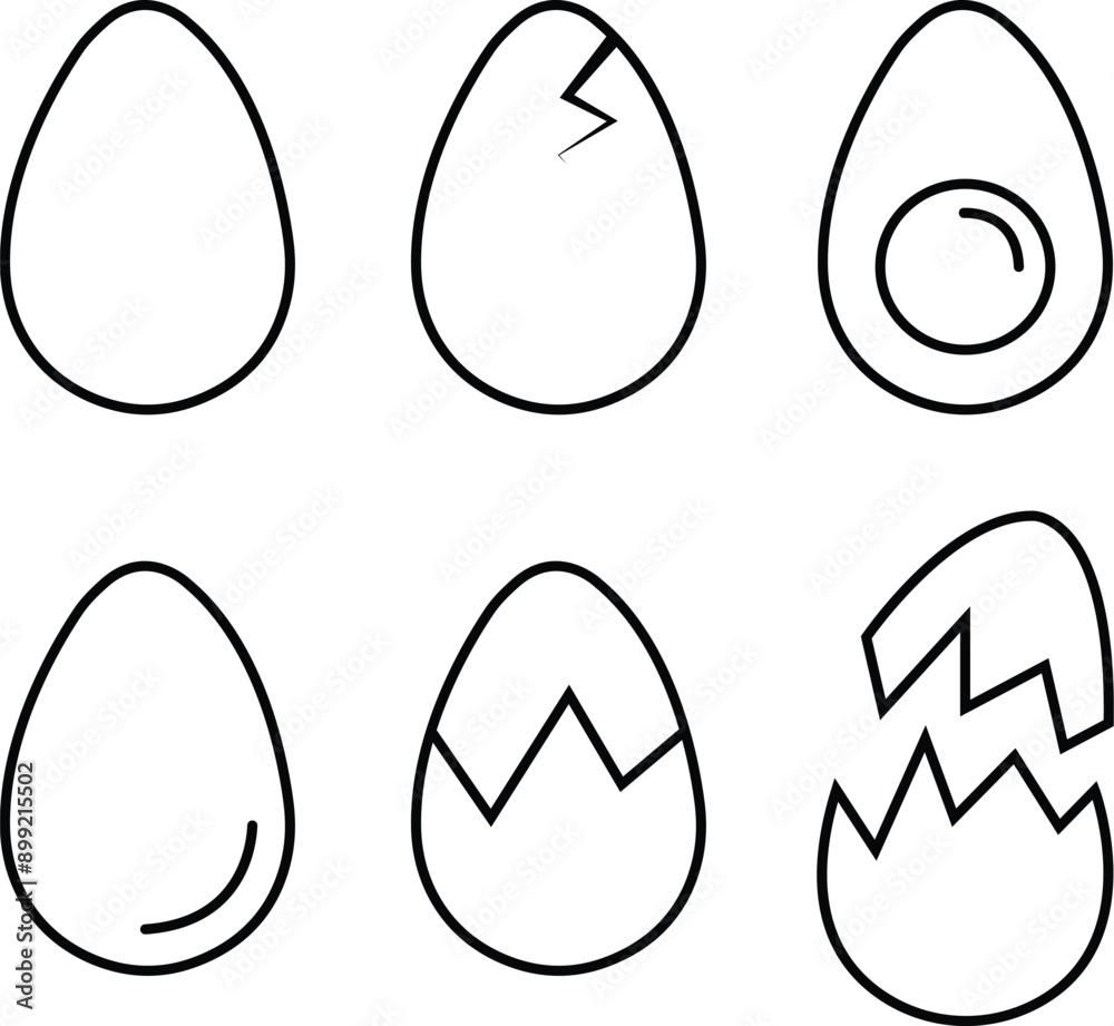 Set of Chicken Egg icons in line styles isolated on transparent ...