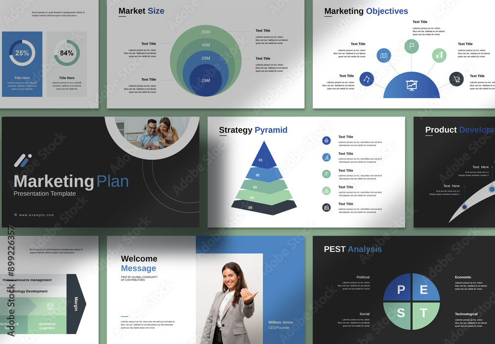 Marketing Plan Presentation Layout Stock Template | Adobe Stock