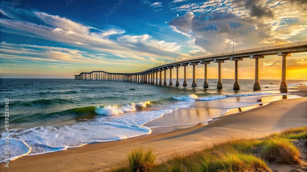 Scenic view of Rodanthe Bridge on the Outer Banks in North Carolina ...