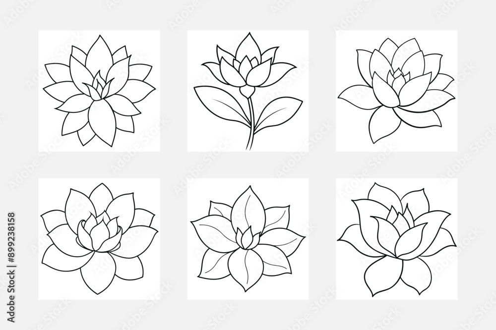 Flower Line Art: The Ideal Addition to Kids Coloring Books Stock Vector ...
