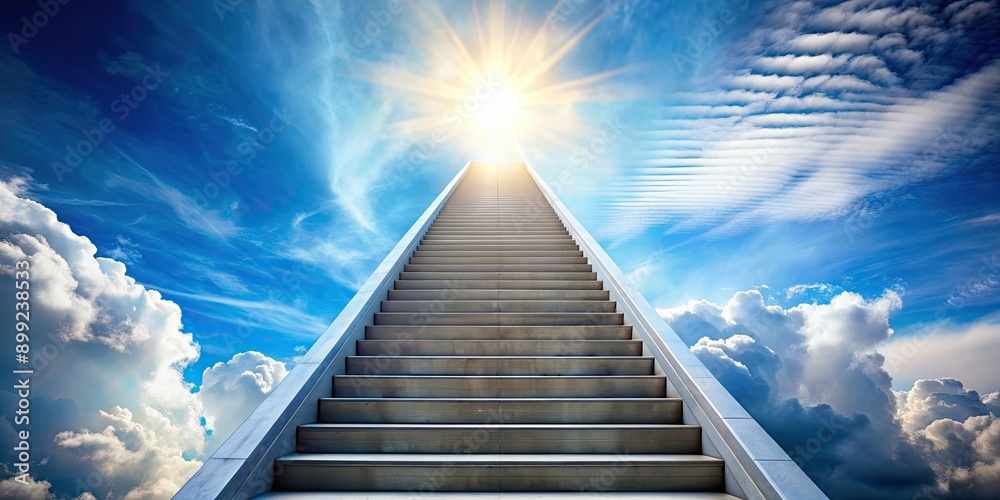 Stairway reaching high into the sky , stairway, sky, clouds, ascent ...