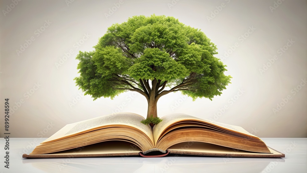 Open book stand shaped like a majestic tree showcasing knowledge ...