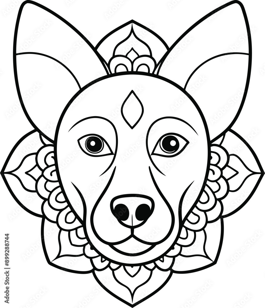 dog face coloring page kids friendly simple line art cute puppy head ...
