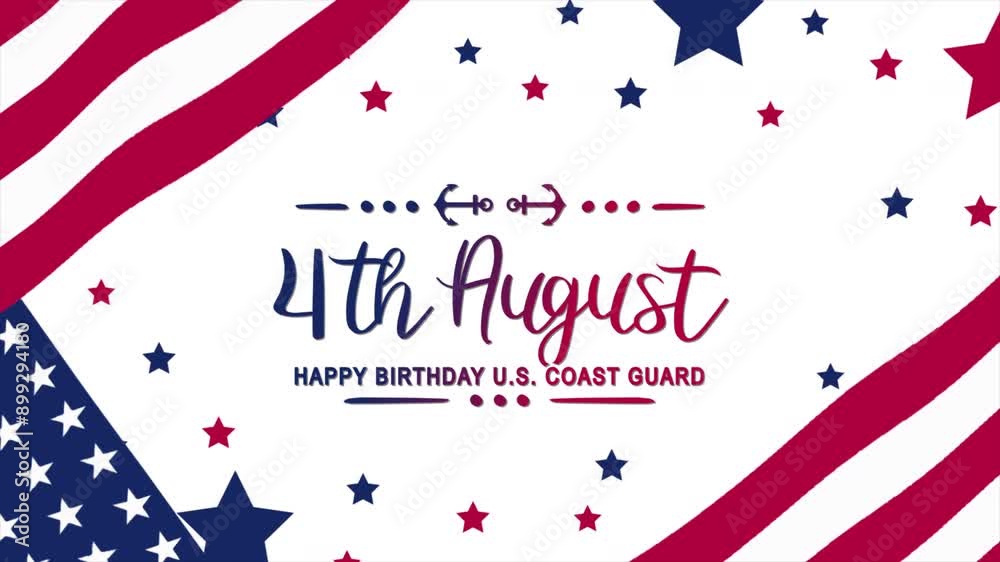 Happy Birthday U.S. Coast Guard Text Animation with American Flag ...