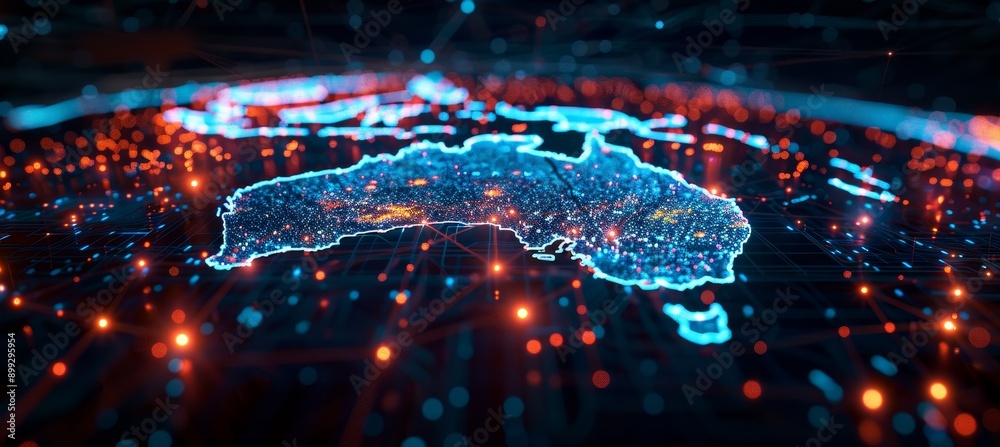 Digital Map of Australia Concept of Global Network and Connectivity ...
