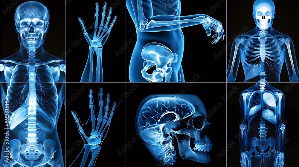 a collage of six medical x-rays showing different parts of the human ...