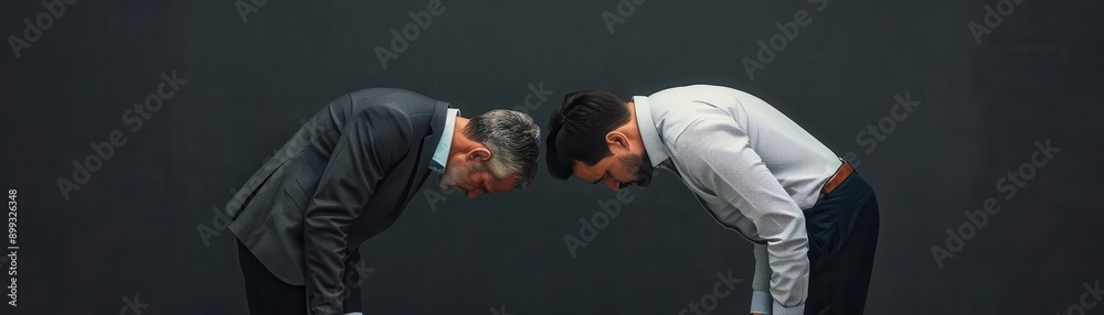 Business partners bowing to each other, traditional and formal gesture ...