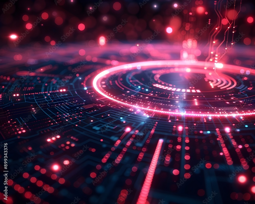 Captivating High Tech Cyber Background with Pulsing Neon Highlights and ...