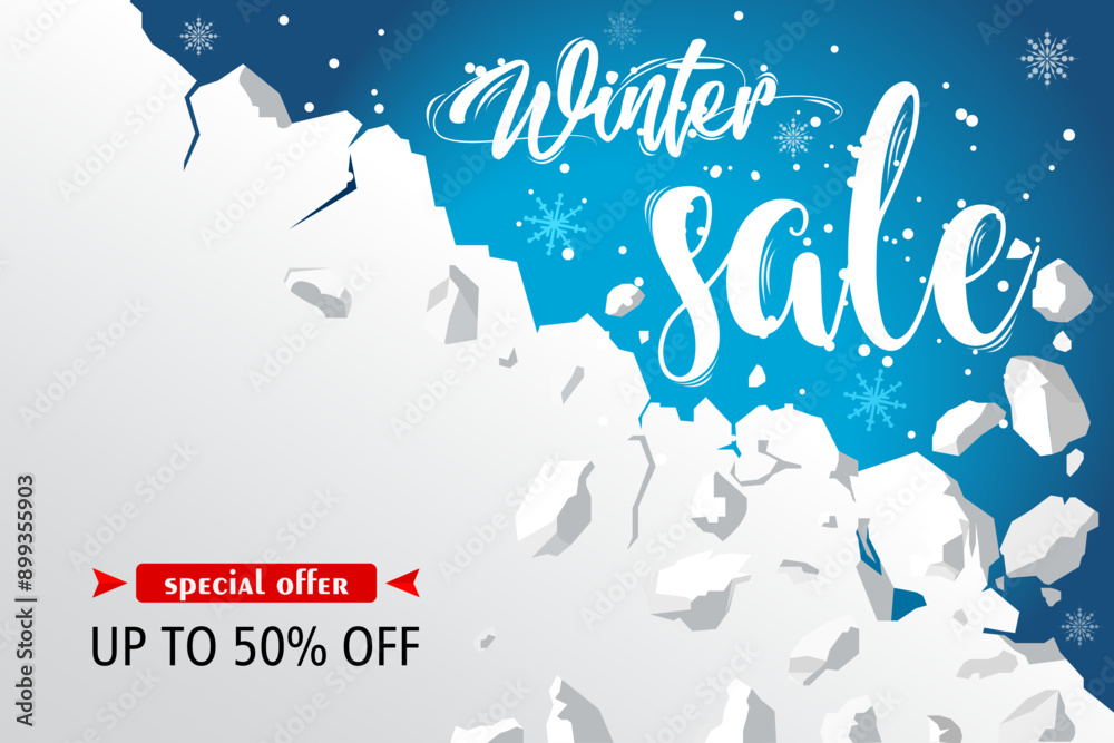 Winter Sale banner template design.Background and illustration ...