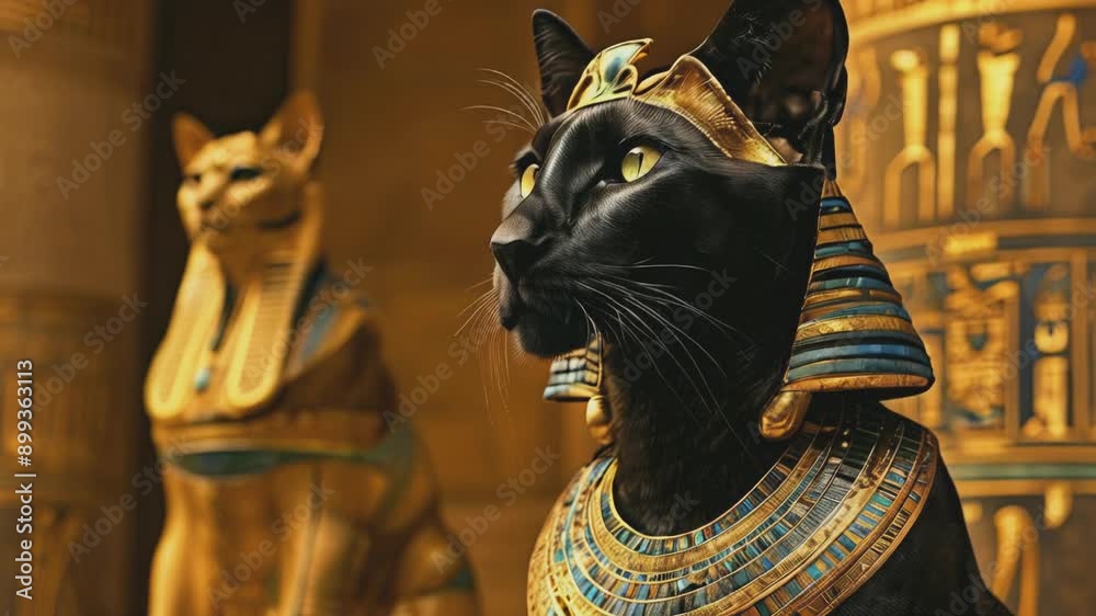 ancient Egyptian goddess Bastet, showcasing her feline features and ...