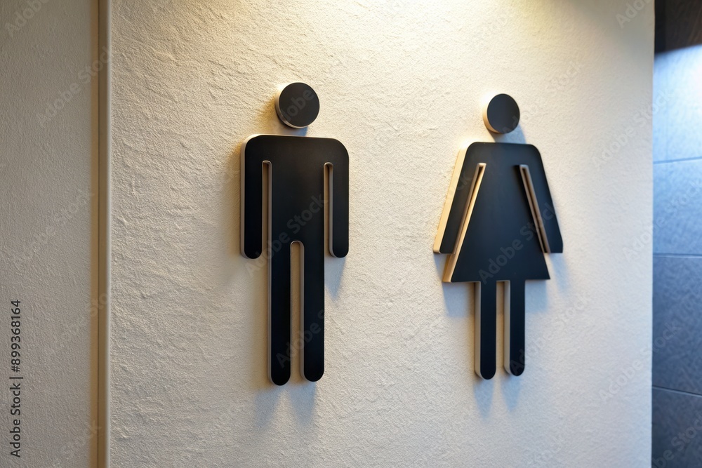 Modern minimalist restroom sign featuring flat black male and female ...