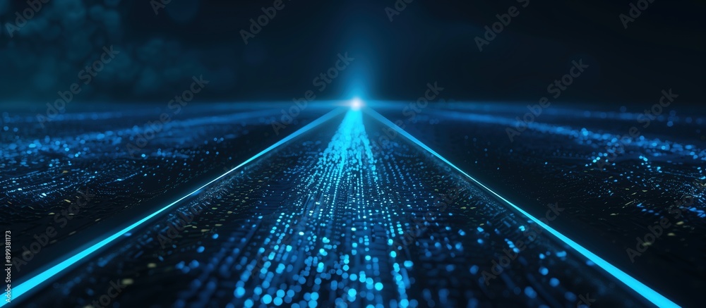 Abstract Blue Digital Road with Light Background in Futuristic ...