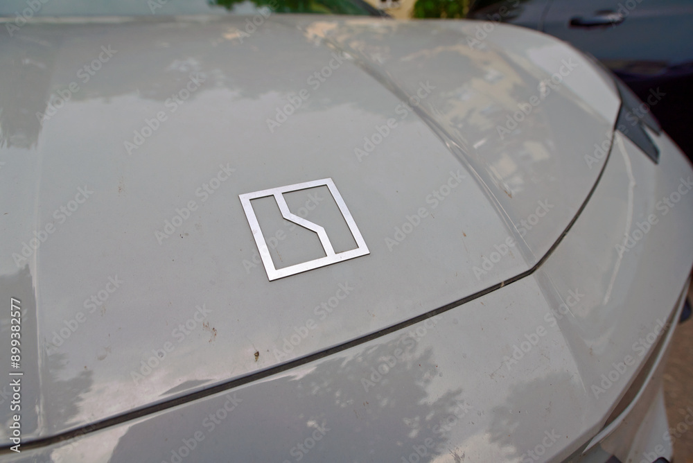Minsk, Belarus. Jun 2, 2024. Zeekr X emblem on the hood of modern ...