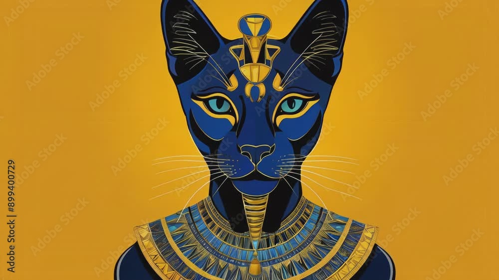 ancient Egyptian goddess Bastet, showcasing her feline features and ...