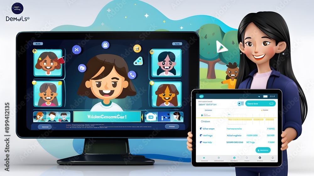 Virtual Classroom Chat Description: A conceptual image blending the ...