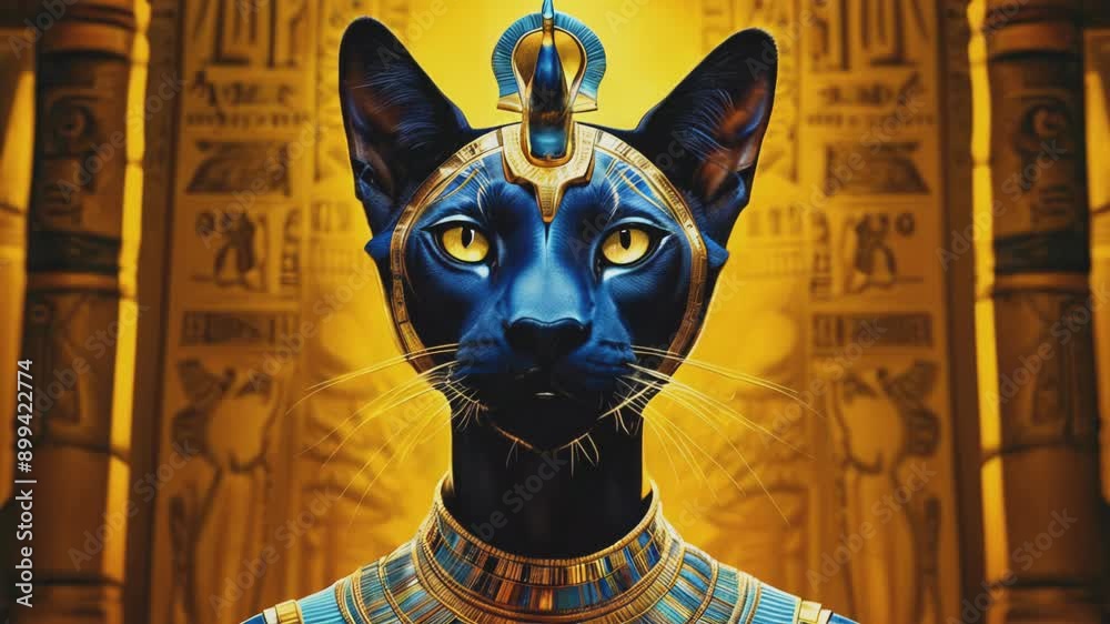 ancient Egyptian goddess Bastet, showcasing her feline features and ...