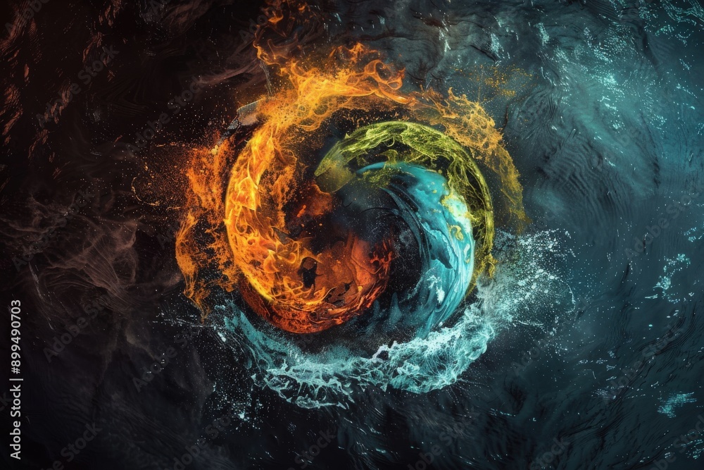 A breathtaking creative design showcasing the four elements of nature ...
