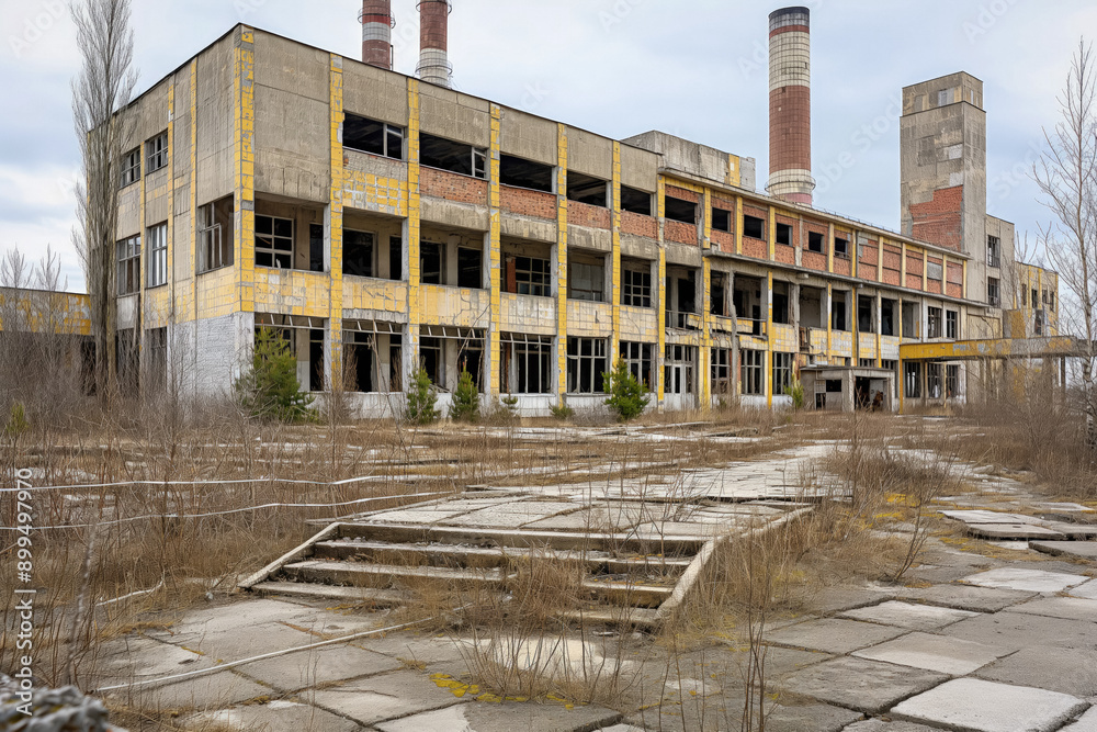 Scenes of abandoned towns and deteriorating infrastructure near a ...