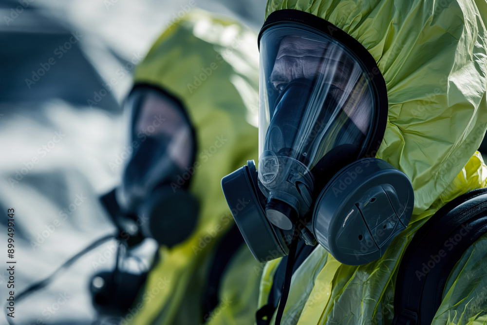 Specialized decontamination teams in hazmat suits, using equipment to ...