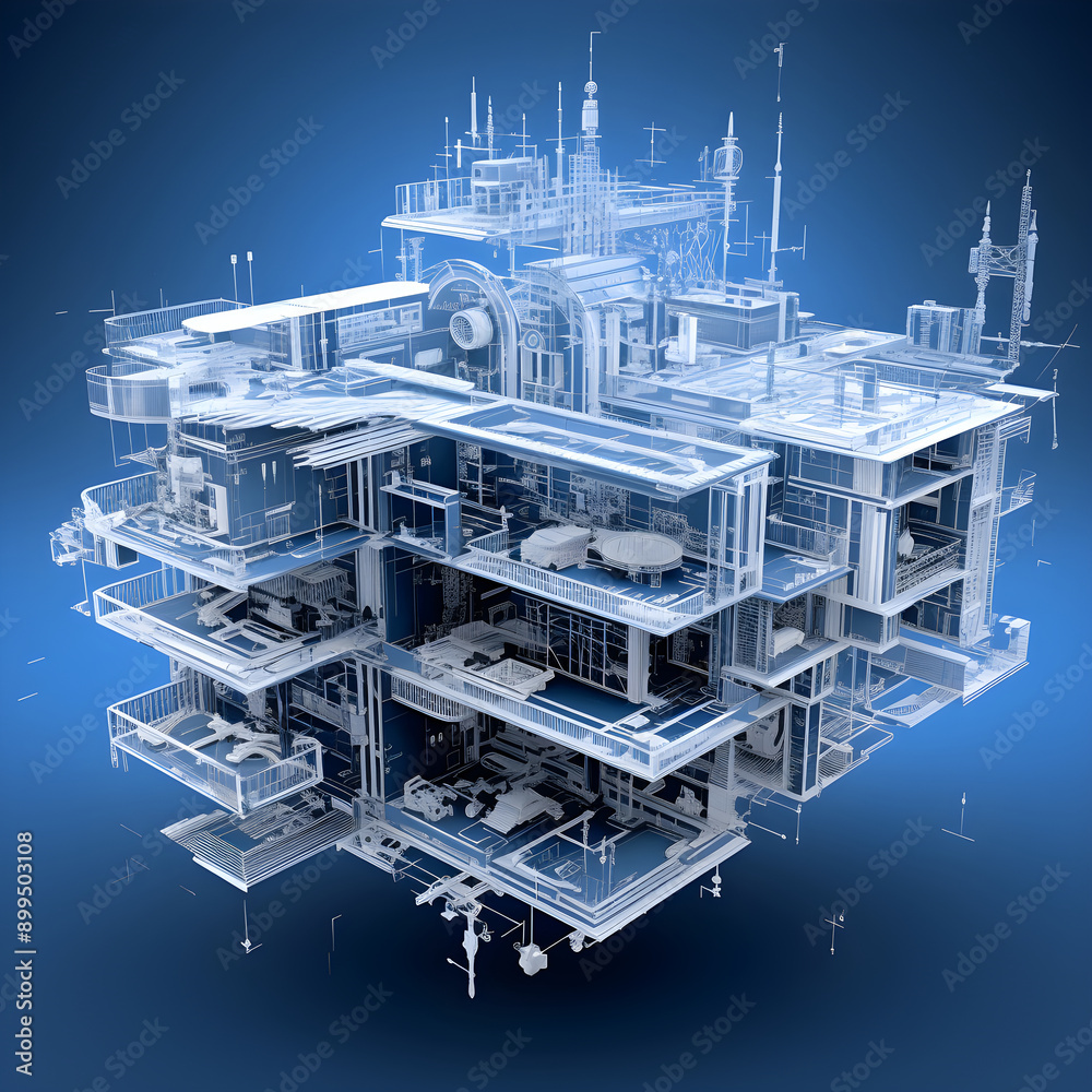 Detailed 3D Blueprint & Schematic Designs in Architectural Engineering ...
