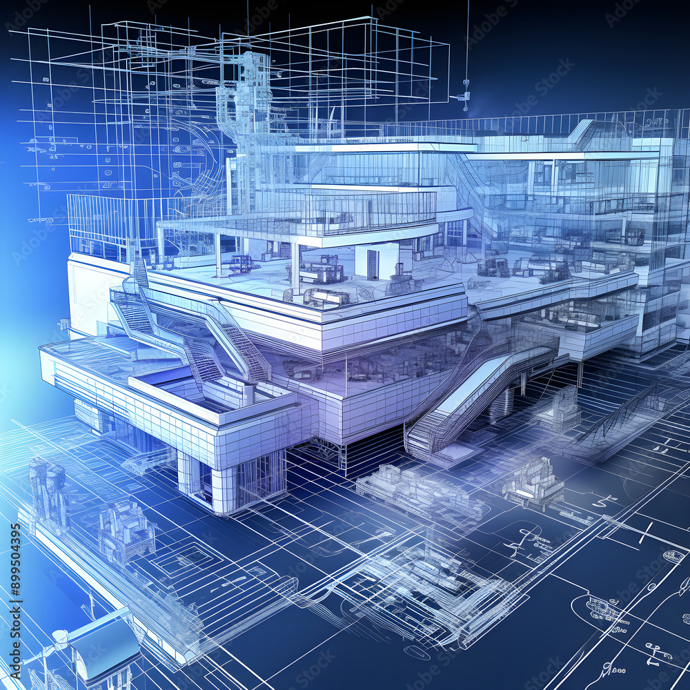 Detailed 3D Blueprint & Schematic Designs in Architectural Engineering ...