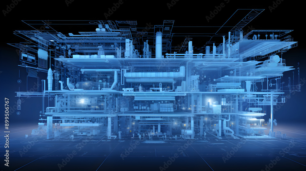 Detailed 3D Blueprint & Schematic Designs in Architectural Engineering ...