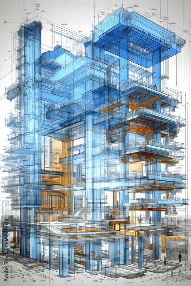 Detailed 3D Blueprint & Schematic Designs in Architectural Engineering ...