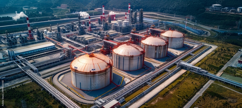 LNG Liquified Natural Gas storage tank. Energy fuel industry ...