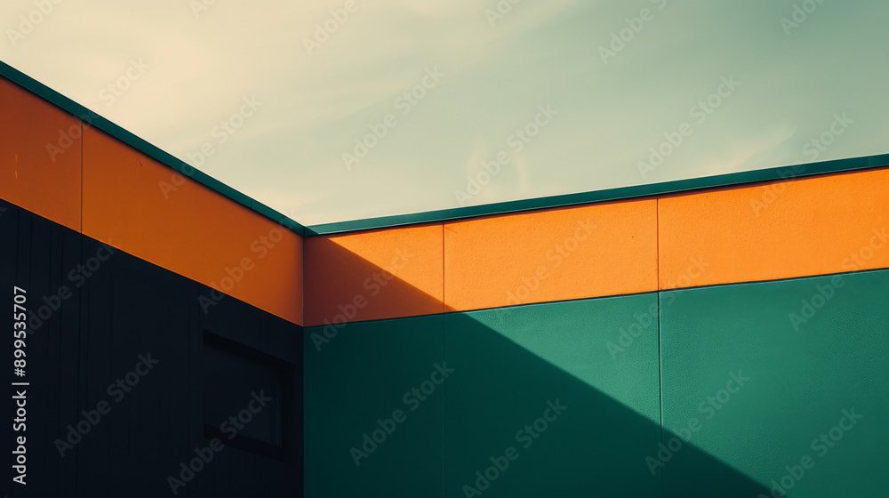 Architectural abstraction featuring a vibrant building corner with bold ...