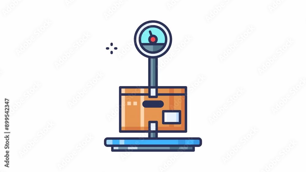 Weighing scale animation with a package box and weight gauge, suitable ...