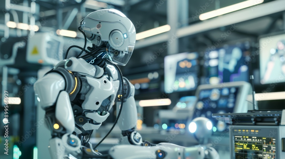 Engineers developing advanced robotics for industrial automation with ...