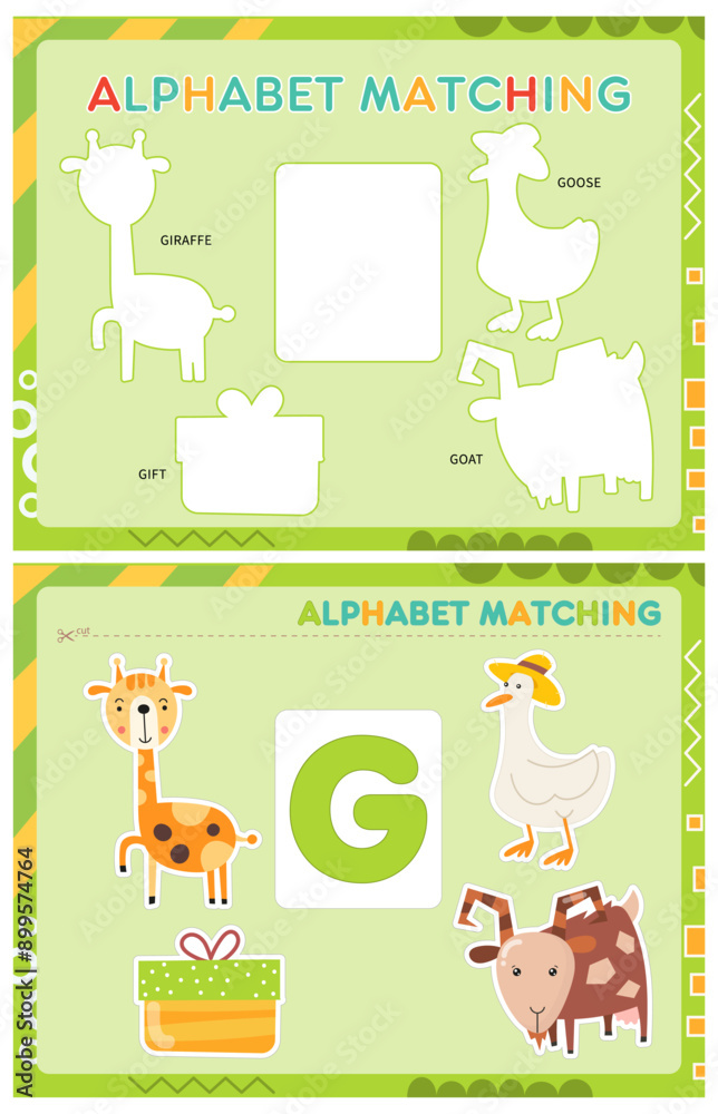 My first busy book – learning alphabet. Cut letter G and pictures ...