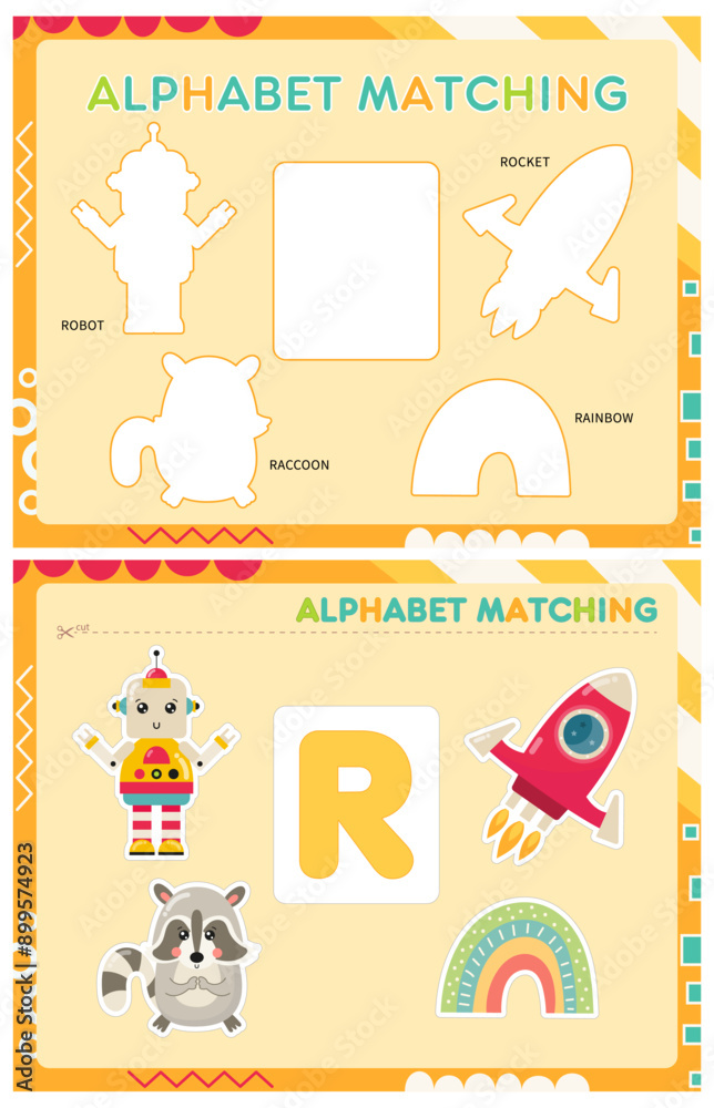 My first busy book – learning alphabet. Cut letter R and pictures ...