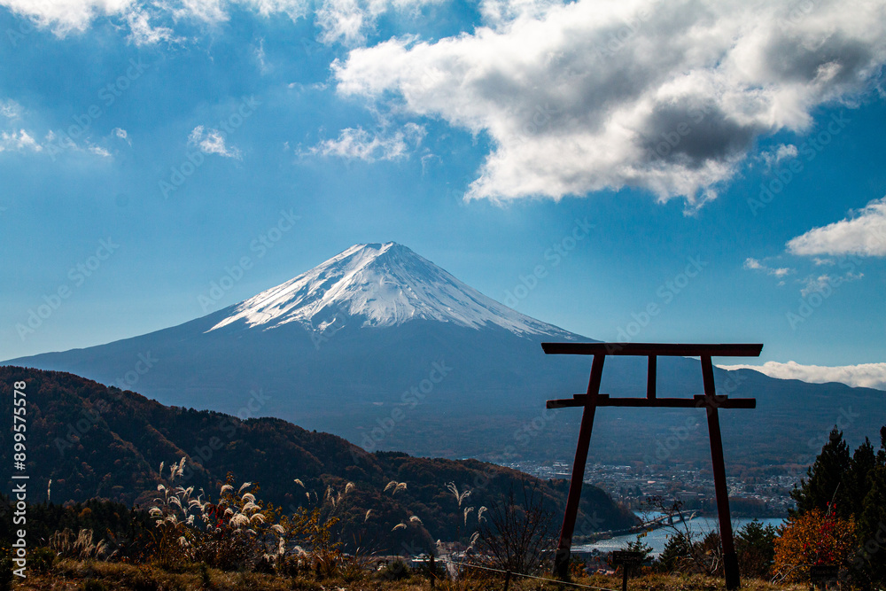 Poster The image depicts a stunning view of Mount Fuji, Japan's iconic ...