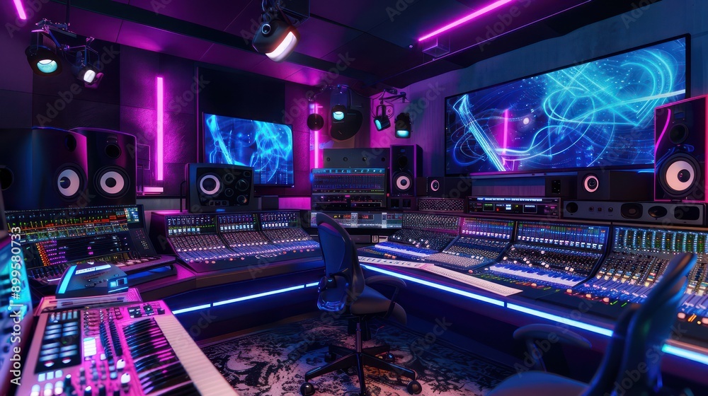 virtual music production studio with state-of-the-art equipment, where ...