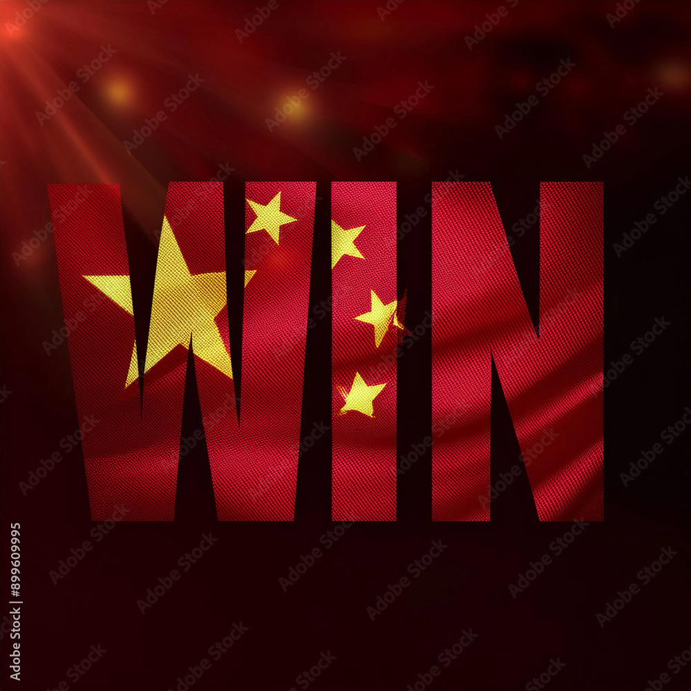China winner. Win. Winner concept. China flag. Championship of the ...