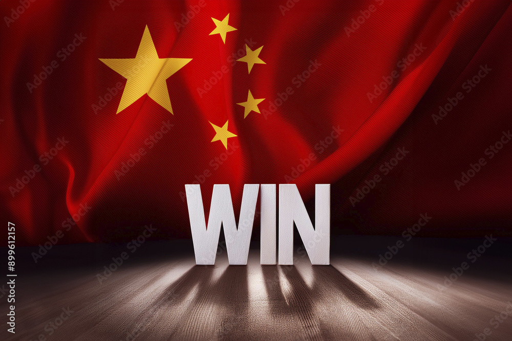 China winner. Win. Winner concept. China flag. Championship of the ...