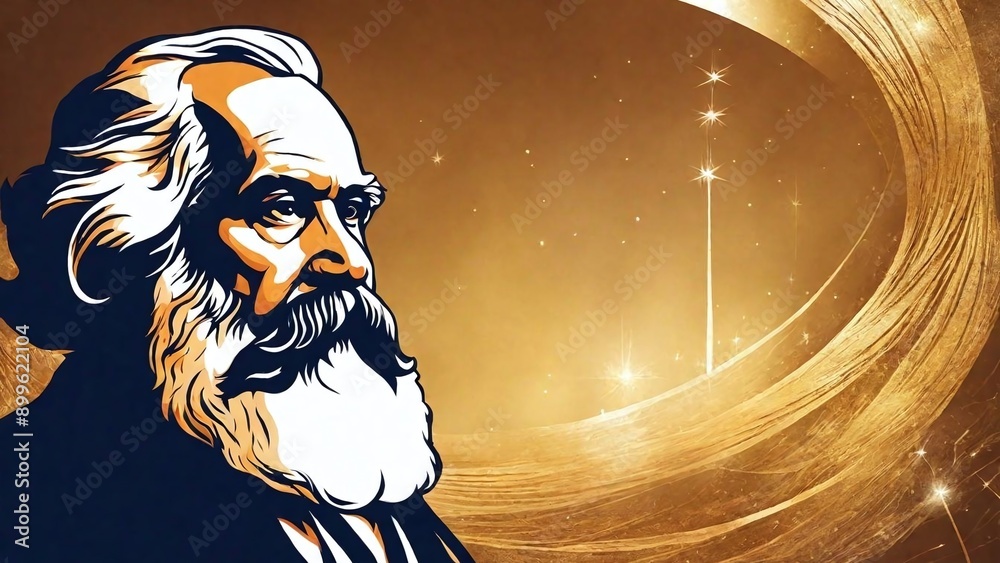 Colorful Illustration with Text Space For Writing - Karl Marx German ...
