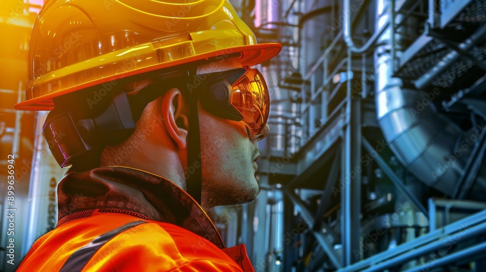 Industrial safety protocols featuring personal protective equipment and ...