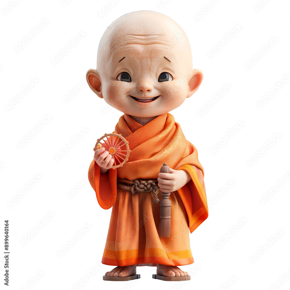 Cute Buddhist monk on transparent background. World religions and ...