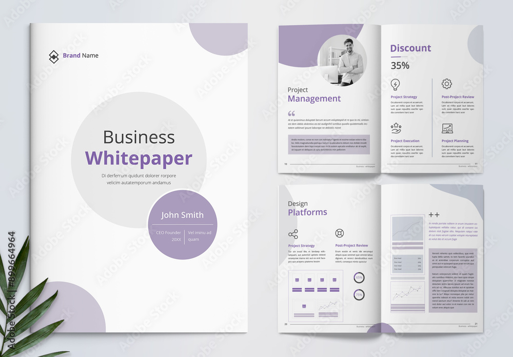 Minimalist White Paper Layout Stock Template | Adobe Stock