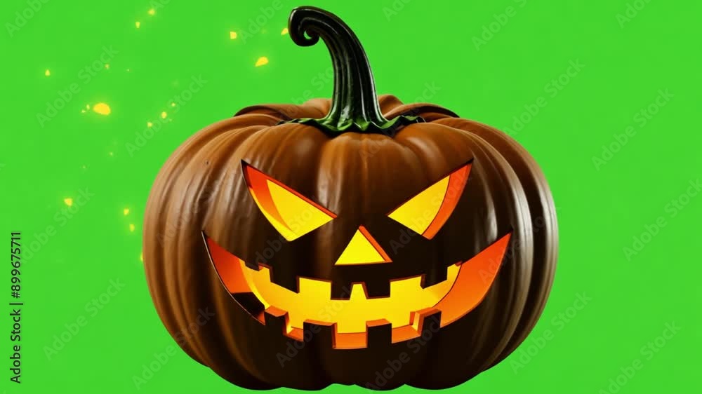 Scary carved spooky Halloween pumpkin 3d animation on green screen ...