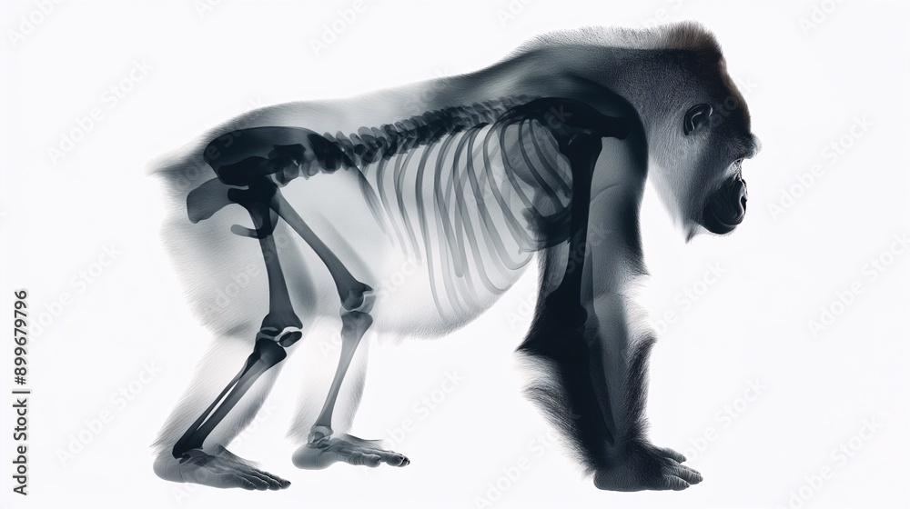 Gorilla X-Ray: A captivating x-ray image of a gorilla, revealing its ...