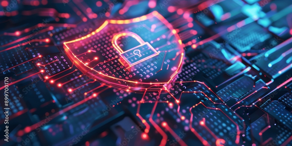Visual representation of a digital firewall shielding networks from ...