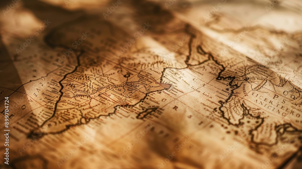 Vintage map showing south america with the amazon river highlighted in ...