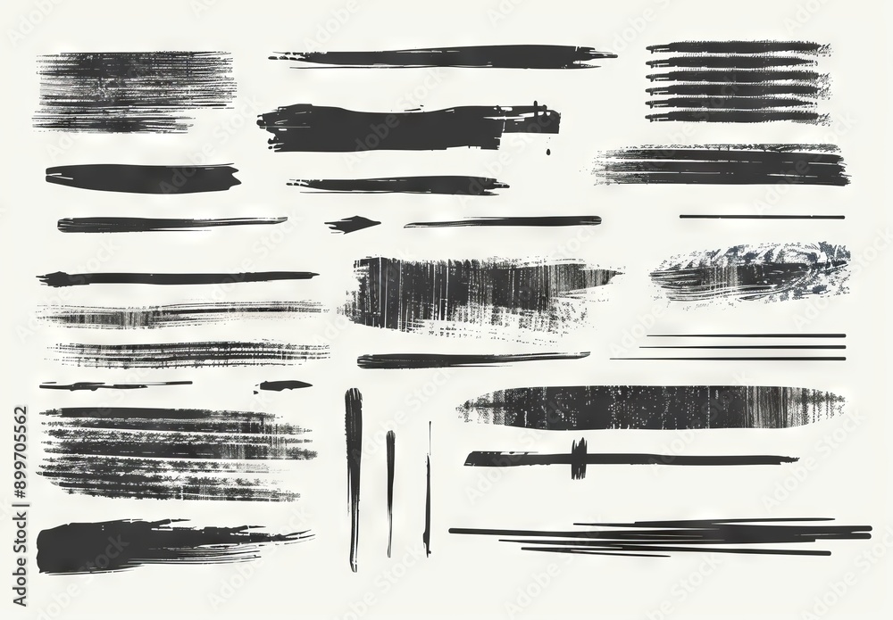 Scribbled doodle underlines, darting lines, grunge modern dashes or ...