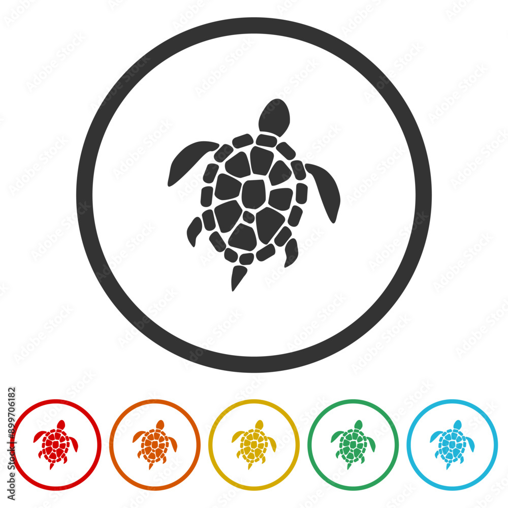 Sea turtle icon. Set icons in color circle buttons Stock Vector | Adobe ...