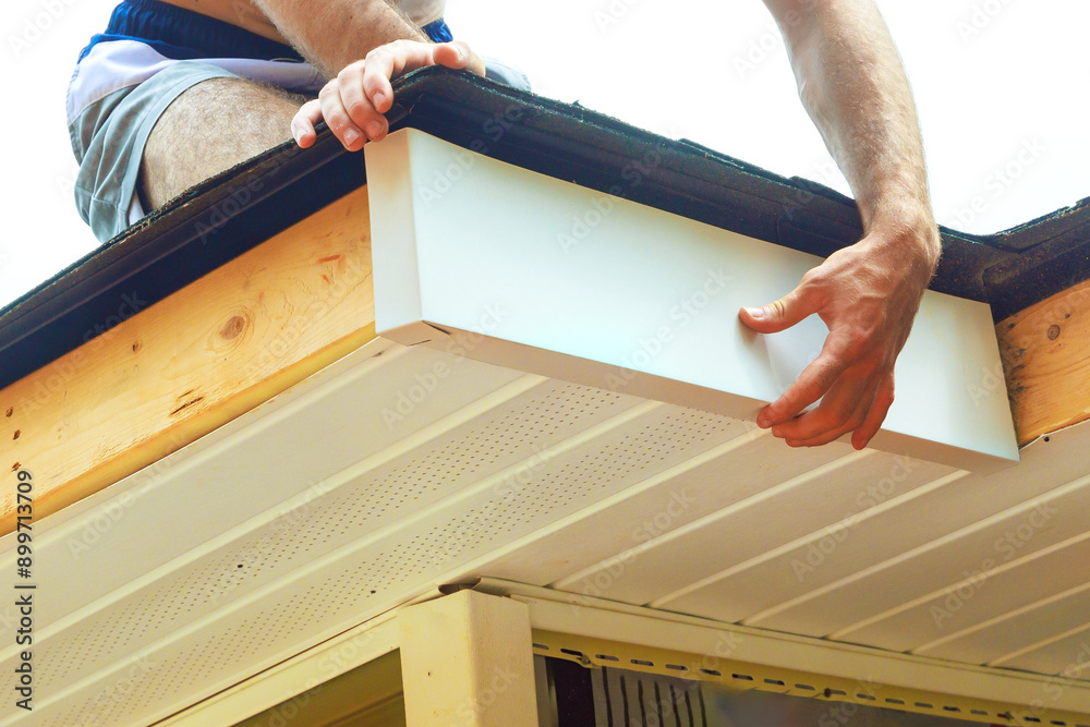 An aluminum composite panel fascia trim should be installed at wood ...