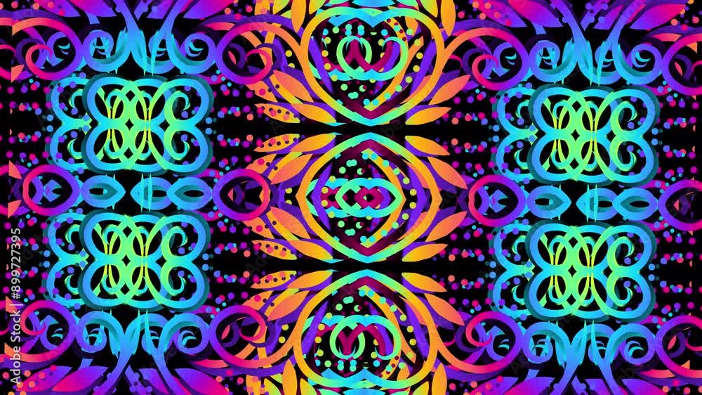 Beautiful batik dayak flowers line art motion graphics for aesthetic ...